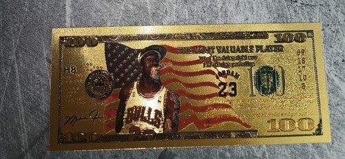 MICHAEL JORDAN GOLD FOIL US 100 DOLLAR BILL CARD*RARE* (please read ...