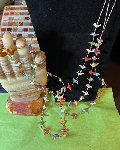 Vintage Bird Fetish Multi Carved Shells 3 Strand Native American ...