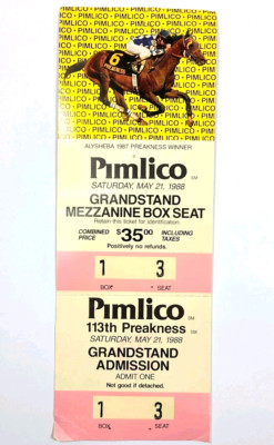 1988 Pimlico 113th Preakness Grandstand Admission Ticket | eBay