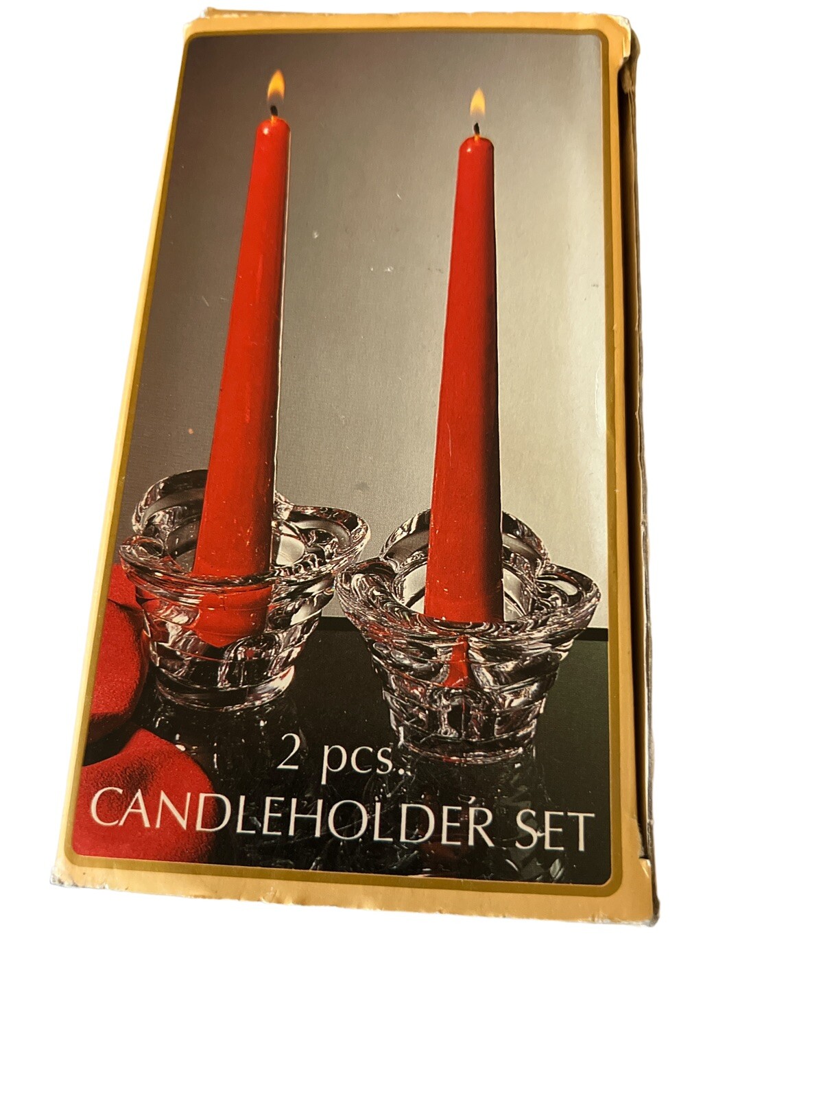 BORGONOVA Clear Glass Taper Candle Holders in Original Package ...