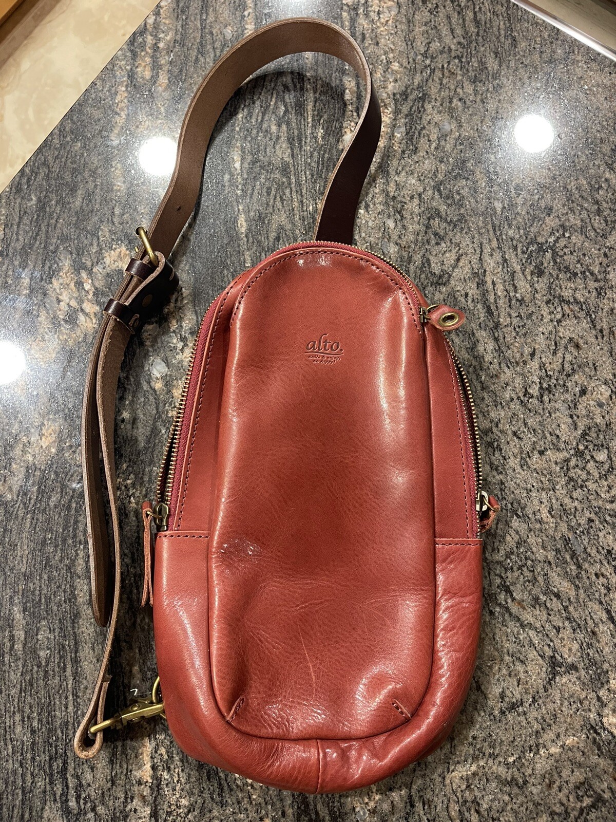 Alto Italian Leather Maroon Sling Pack Bag - Gem