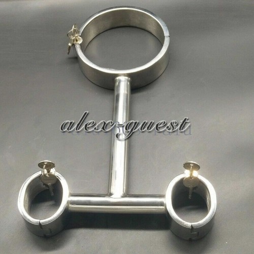 New Stainless Steel Pillory Cangue Neck Collar Oval Handcuffs Wrist ...