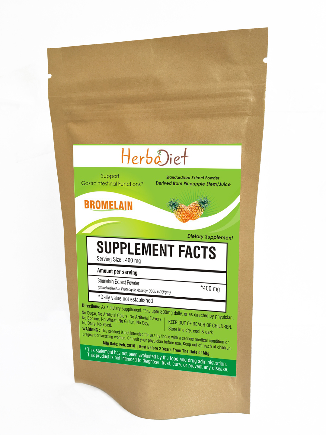 Bromelain Powder 3000 GDU/g Powerful DIGESTIVE ENZYME 500mg ...