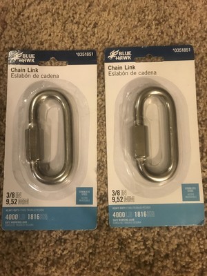 Lot of 2 Blue Hawk Chain Links 4000 Lb SWL Marine Grade Stainless Steel ...