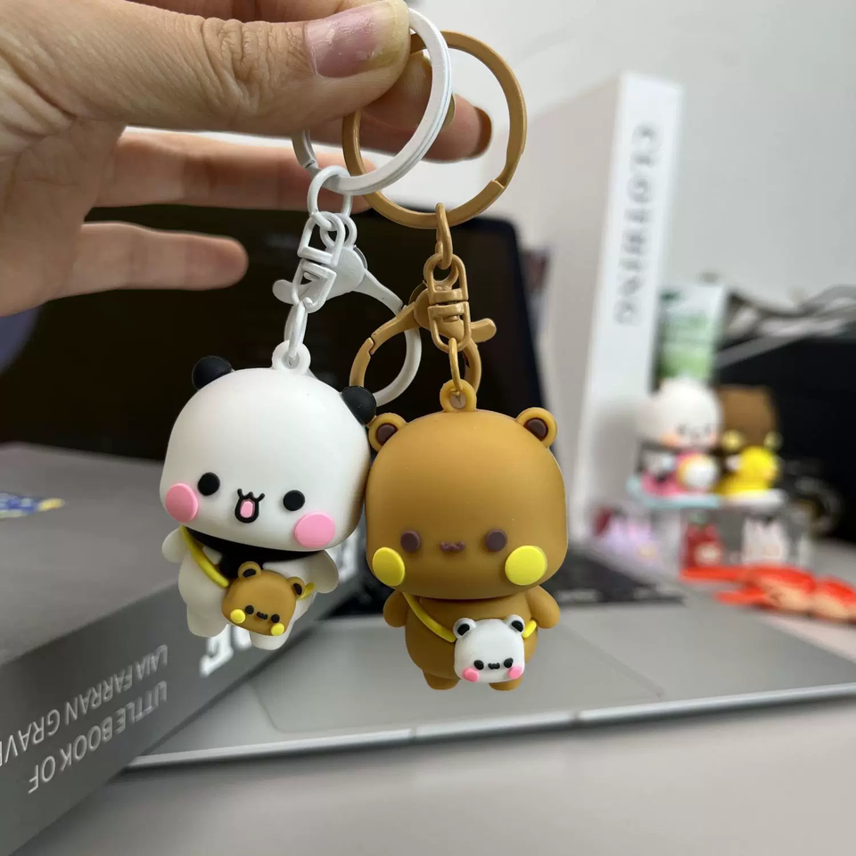 Cute Panda Bubu&Dudu A pair keychains Backpack Pendant Key Rings Couple ...