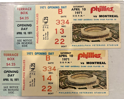 2x - Game 1 Philadelphia Veterans Stadium 1971 Phillies Opening Day ...