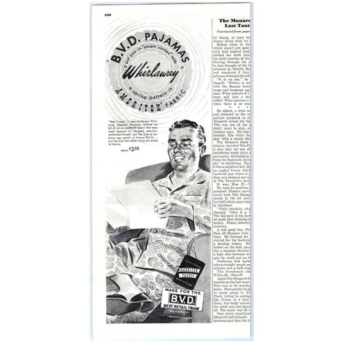1945 Print Ad B.V.D. Pajamas Ameritex Spring Pattern Fabric Man Takes ...