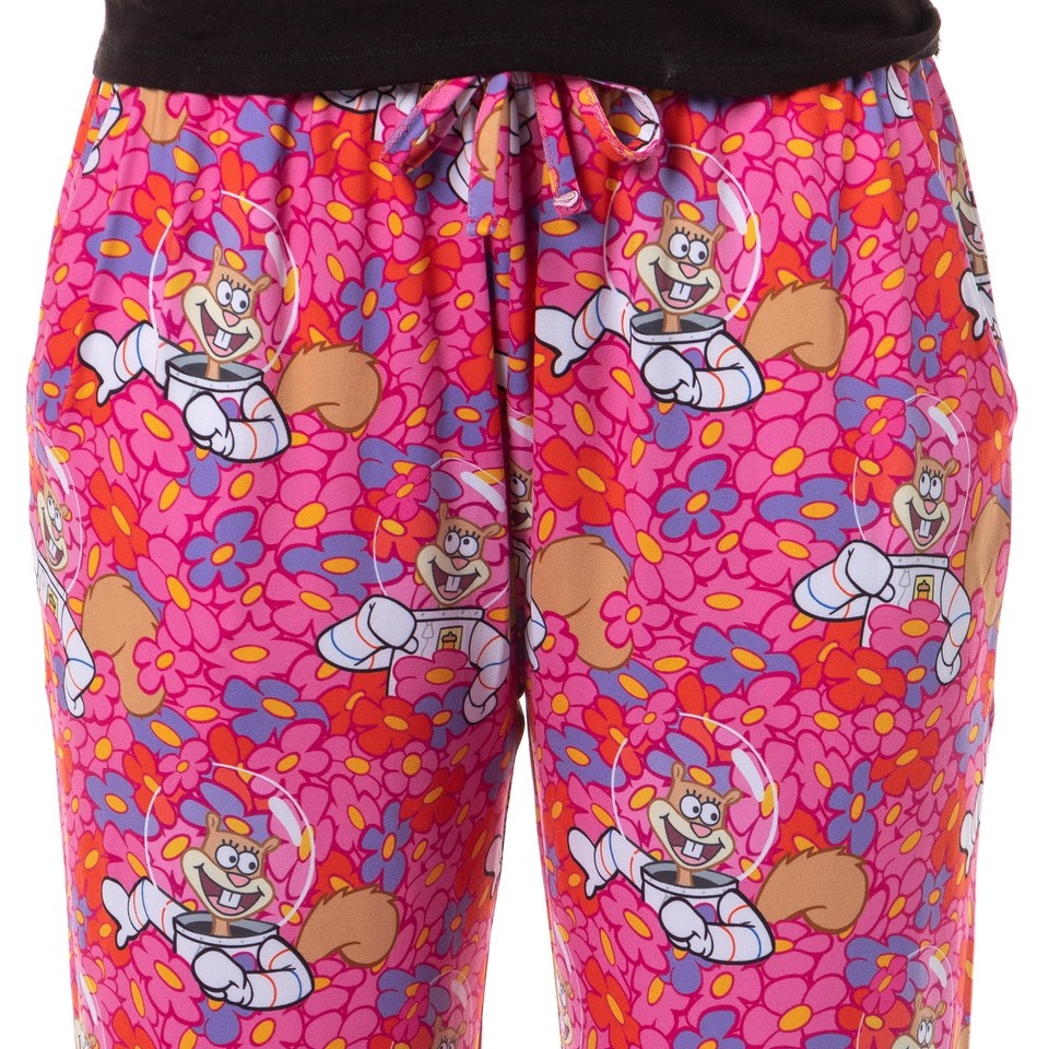 SpongeBob SquarePants Pajama Pants Women's Sandy Cheeks and Flowers ...