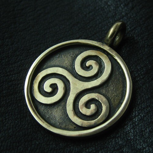 Brass Triskelion Amulet. Triskel. Symbol. Celtic Jewelry. Pagan ...