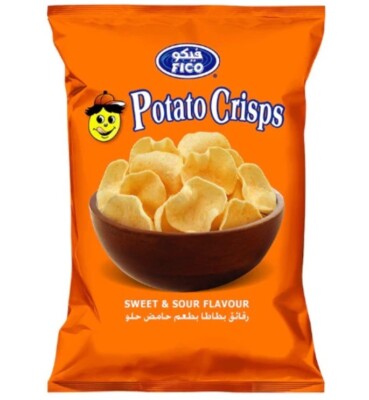 12 Pack X Fico Potato Crisps Chips Sweet & Sour Flavor (20 g) فيكو شيبس ...
