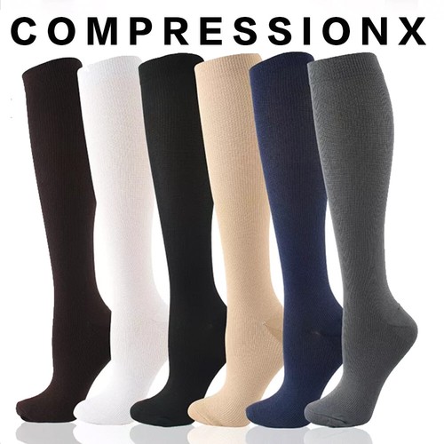 1/2 Pair Compression Socks Stockings Womens Mens Knee High Medical 20 ...