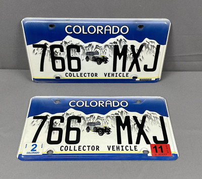 Pair of Matching Colorado Collector Vehicle License Plates 766 MXJ ...