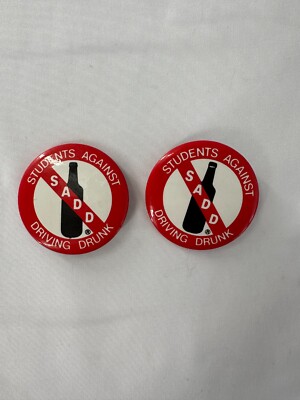 2 Vintage SADD Student Against Driving Drunk Lapel Pin Pinback Button ...