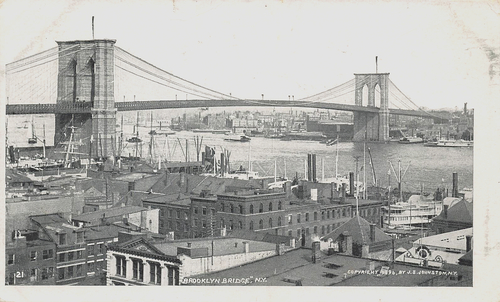 BROOKLYN BRIDGE & SKYLINE VIEW OF LOWER MANHATTAN POSTCARD NY NEW YORK ...
