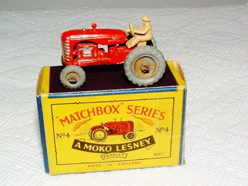 * 1950s60s MATCHBOX MOKO LESNEY GRAY WHEEL # RED FARM TRACTOR with THE ...