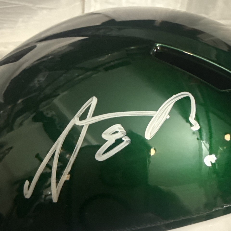 Aaron Rodgers Autographed Full Size Replica Jets Helmet (Fanatics COA ...