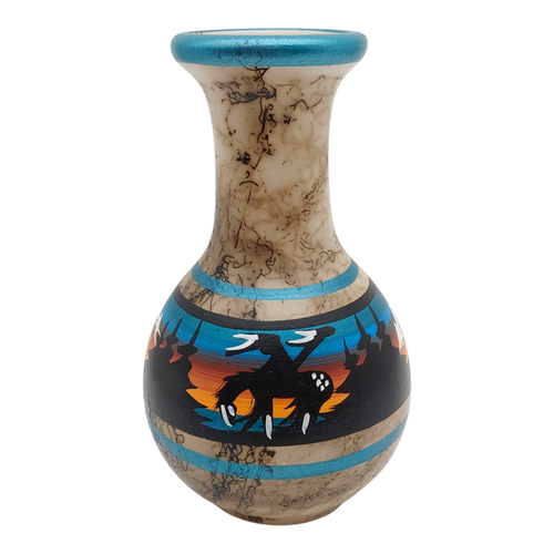 Navajo Horse Hair Pottery Vase Pot - 7" Handmade Native American ...