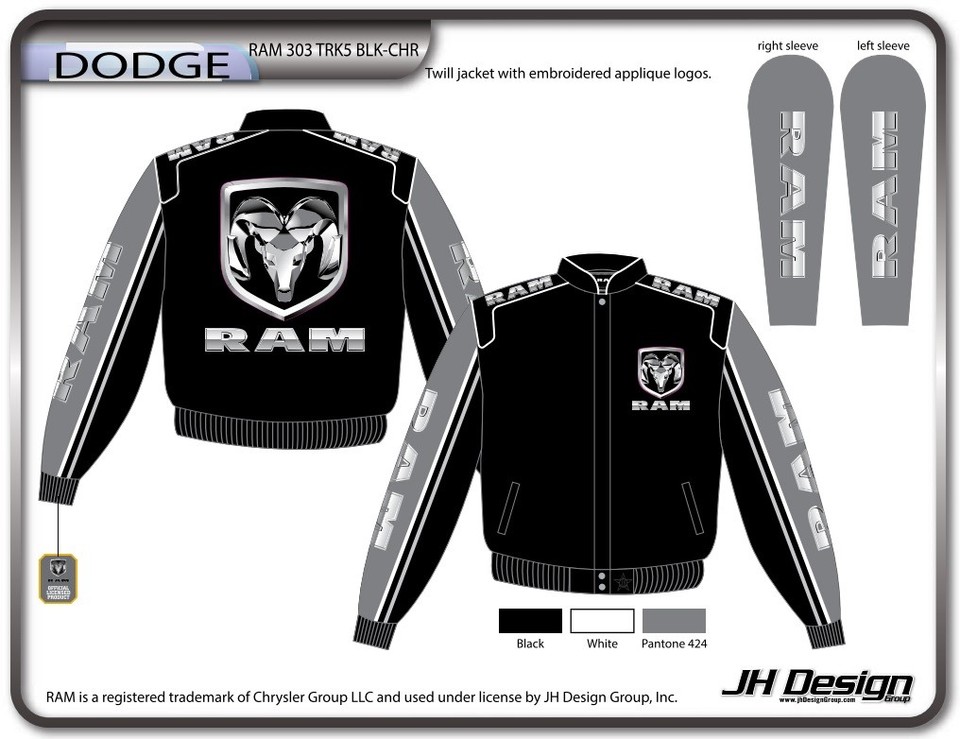 Authentic Ram Truck Embroidered Cotton Jacket JH Design Black New | eBay