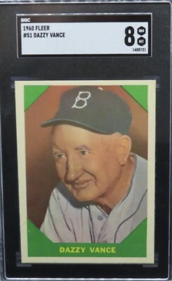 1960 Fleer Dazzy Vance #51 SGC 8 “NM-MT” Boston Red Sox HOF “CENTERED ...
