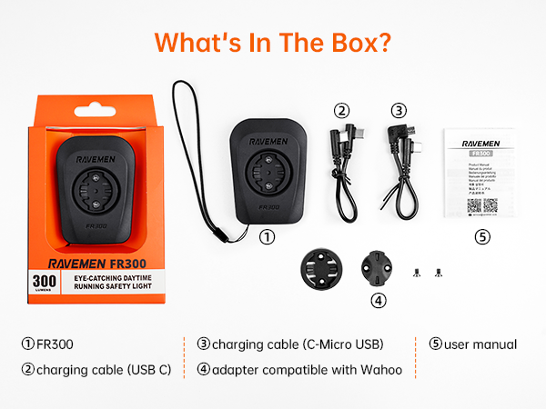 RAVEMEN Bike Front Light For Garmin Wahoo Bicycle Flashing Rechargeable ...