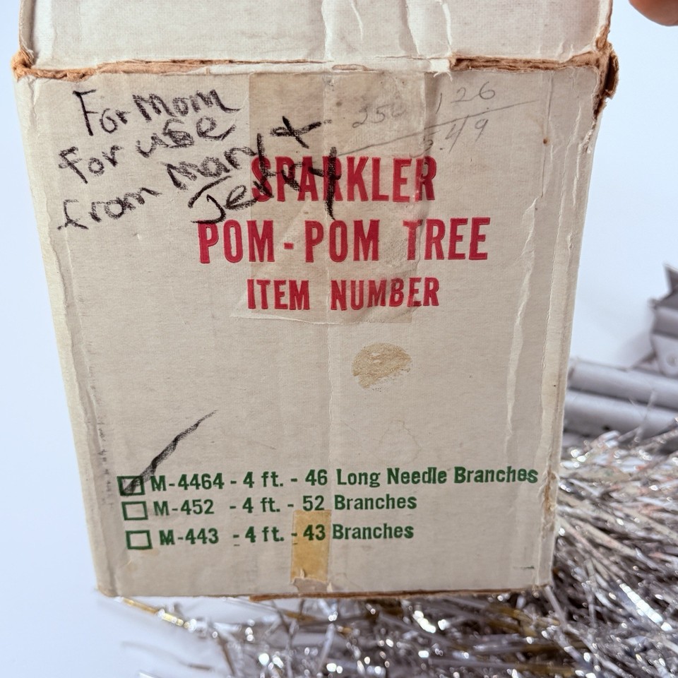 The Sparkler Pom Pom Aluminum Christmas Tree - 4 ft - Star Band w ...