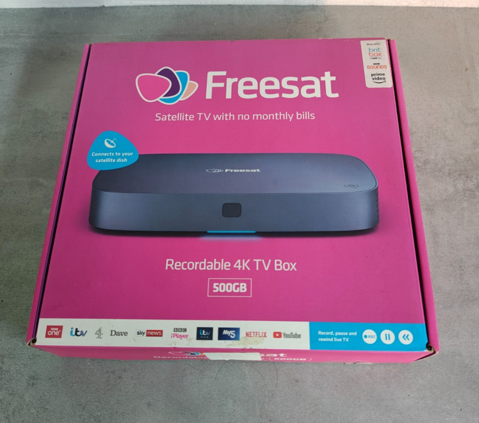 Boxed FREESAT UHD-4X Smart 4K Ultra HD 500GB Digital TV Recorder Box ...