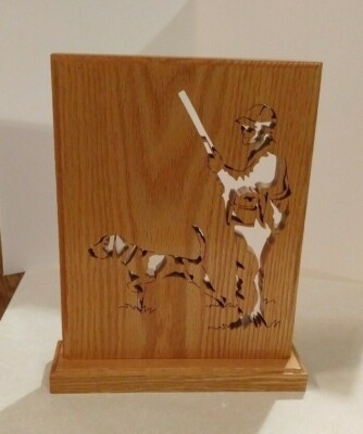 Vintage Handcrafted By Dan Weyers HUNTING DOG Wood Carving 9X11 WOODEN ...