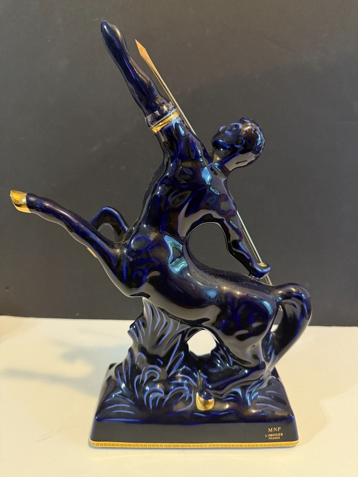 Remy Martin Fine Champagne Cognac Bottle Centaur Figure Blue Limoges ...