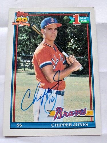 (3) Chipper Jones auto's RC #333 #1 draft pick-Score#193-Pinnacle#114 ...