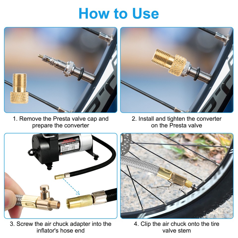 20inch Tire Inflator Hose Adapter Air Chuck Extension Tube w/ Presta ...