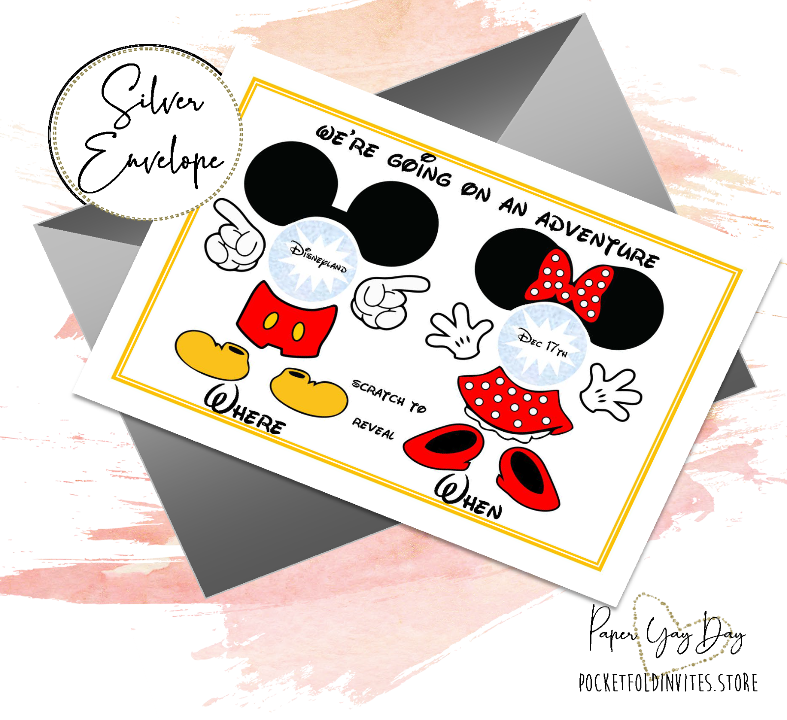 Scratch & Reveal Surprise Trip gift Travel Card Disney Holiday Card ...