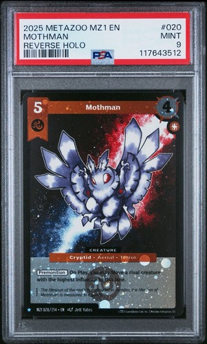 👑🦇 2025 METAZOO MZ1 EN-BASE SET 020 MOTHMAN 💎POP 1X ⭐️ PSA 🐻 SUPER RARE ...