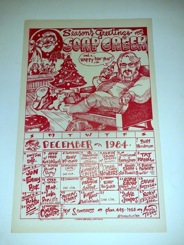 Soap Creek Dec 84 Texas Calendar Christmas Doug Sahm Alvin Crow Roky ...