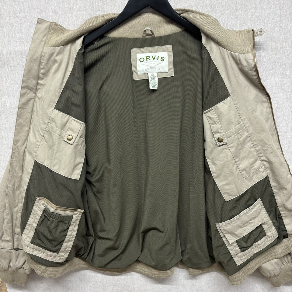 Orvis Khaki Tan Bomber Field Utility Jacket Men's Size XXL Full Zip ...