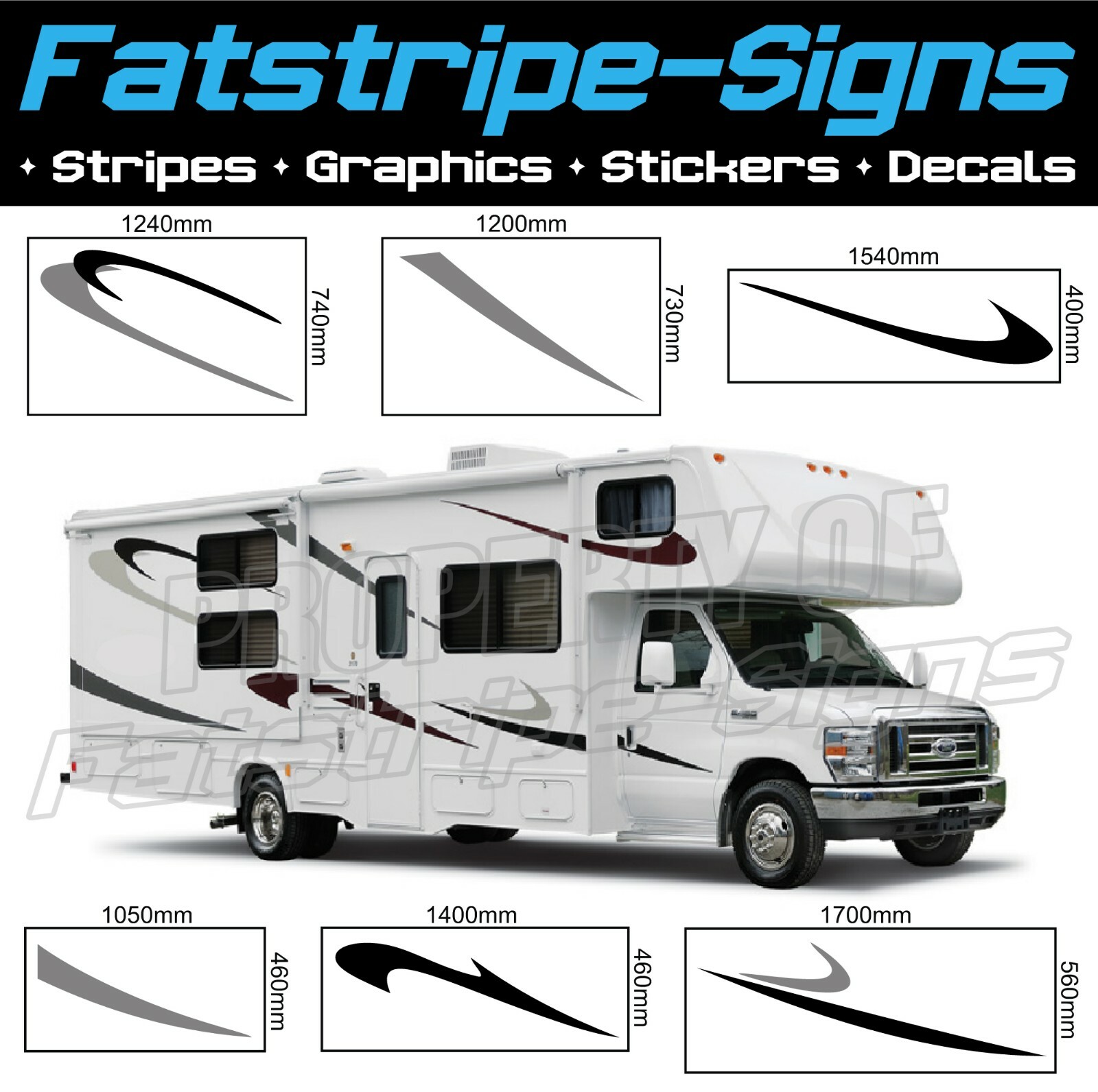MOTORHOME VINYL GRAPHICS STICKERS DECALS STRIPES SET CAMPER VAN CARAVAN ...