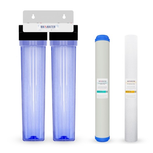 Max Water 2 Stage 20" x 2.5" Clear Housing Water Filter, Sediment ...