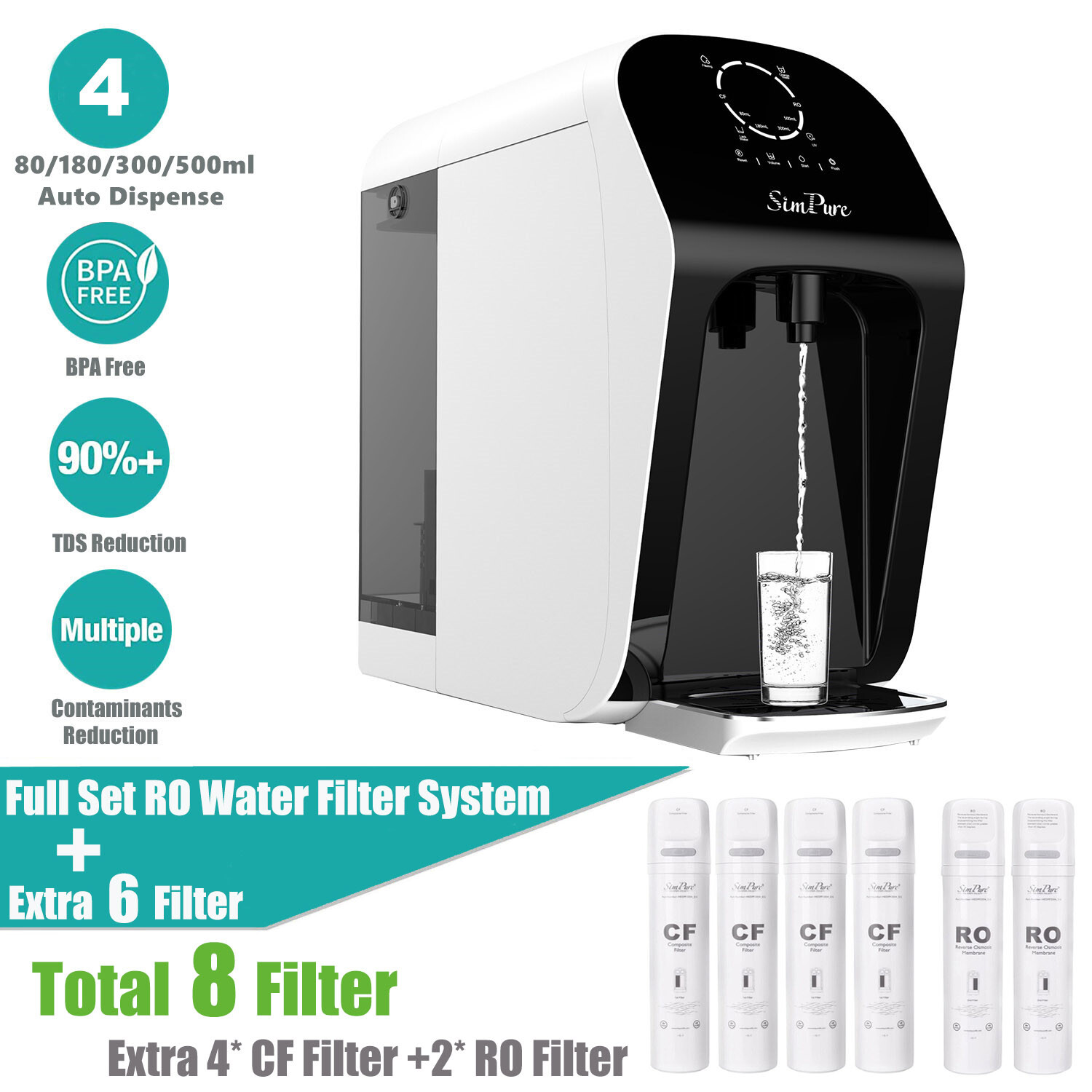 4-Stage UV Countertop Reverse Osmosis Water Filter System Filtration ...
