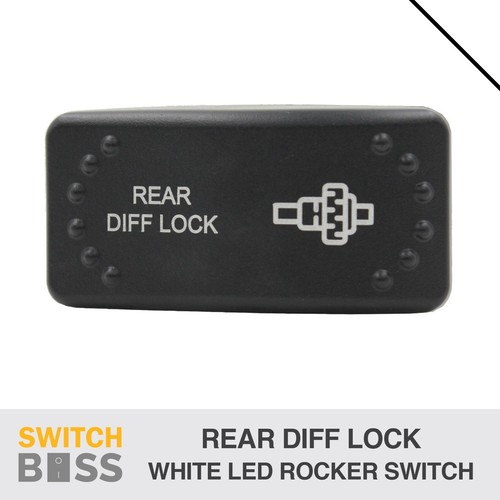 Rear Diff Lock LASER ETCHED Horizontal Rocker Switch White LED 12v 24v ...