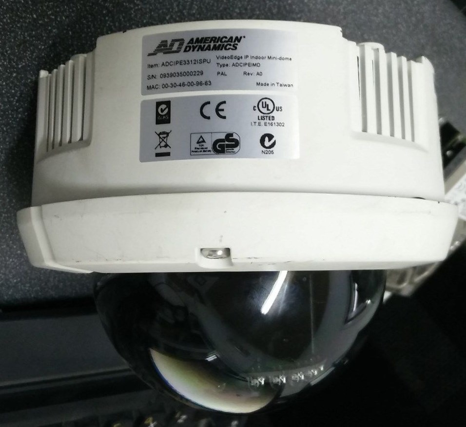 American Dynamics ADCIPE3312ISPU VideoEdge IP Indoor Mini-Dome Security ...