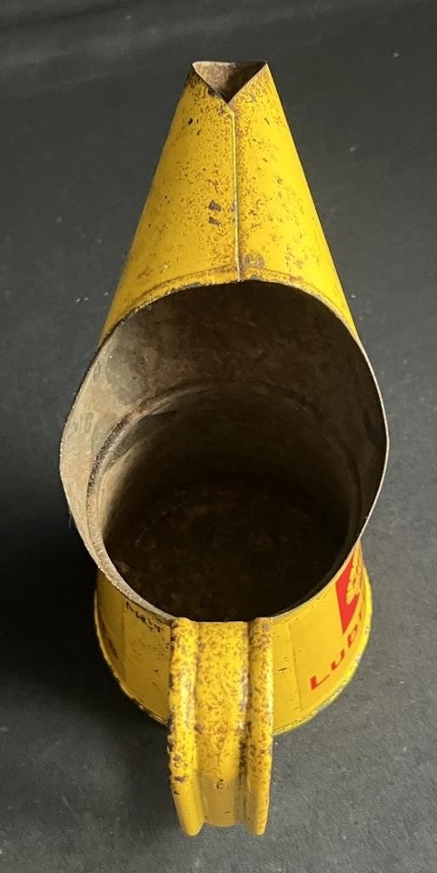 SHELL LUBRICANT PINT OIL POURER JUG VINTAGE MOTOR GARAGE MEASURE CAN ...