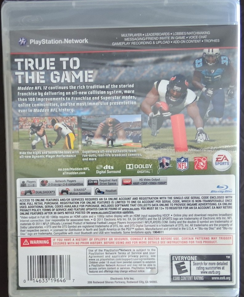 Madden 12 PlayStation 3 PS3 CIB NFL Football Video Game 2011 -Brand New ...