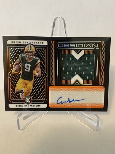 Christian Watson 2022 Panini Obsidian 212 RPA Orange Prizm Patch Auto ...