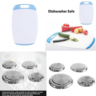 SET OF 4 STAINLESS STEEL METAL ELECTRIC COOKER HOB RING COVER COVERS ...