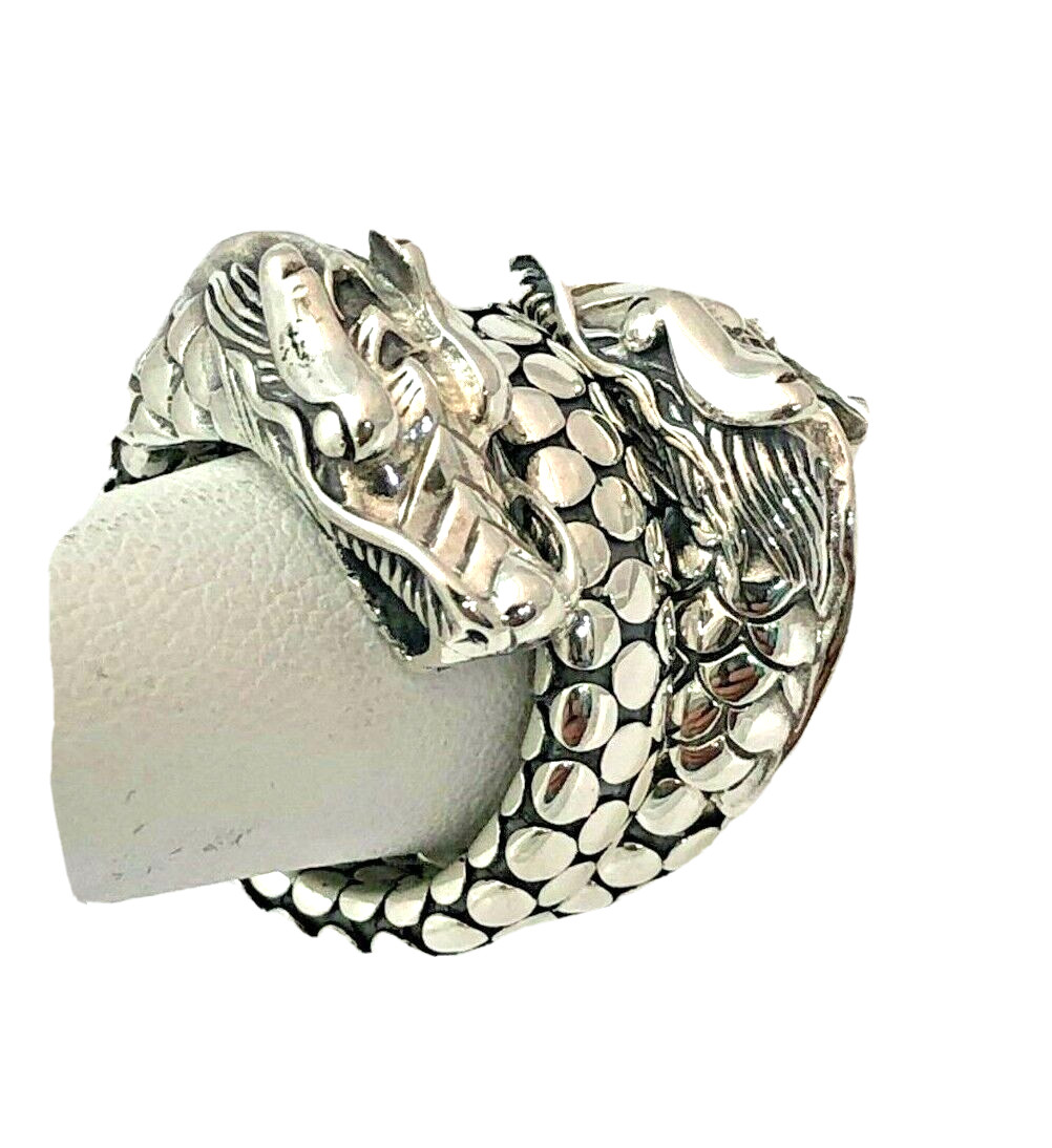 John Hardy Silver 925 Naga Double Dragon Coil Ring - Gem
