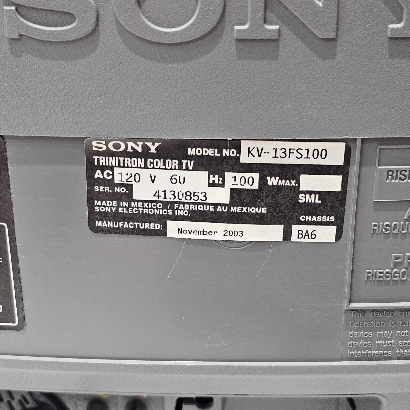 Sony FD Trinitron WEGA KV-13FS100 13" CRT Television for sale online | eBay