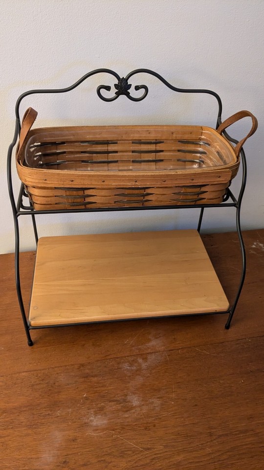 Longaberger Wrought Iron Wooden 2 Shelf Counter Top Baker's Rack w ...
