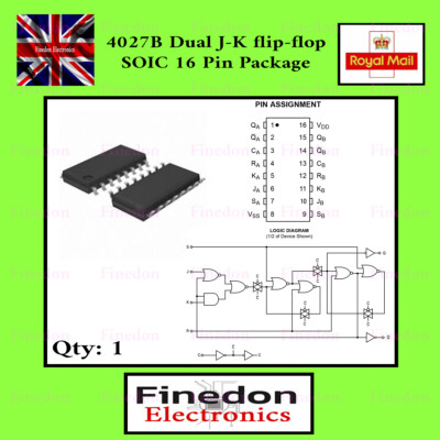 4027B C-MOS Dual J-K flip-flop 16 Pins SOIC SMD 4027 | eBay UK