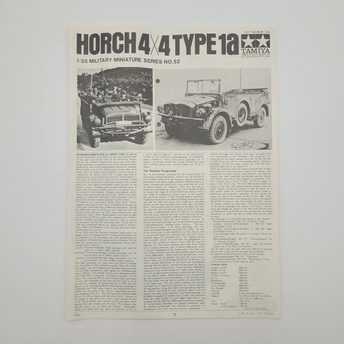 Tamiya 1/35 Einheits Personen Kraftwagen Horch 4X4 MM152 Parts ...