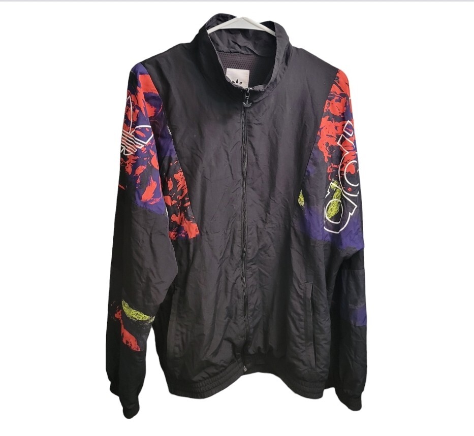 ADIDAS BLACK WINDBREAKER Vtg Retro SOCCER TRACK JACKE… - Gem