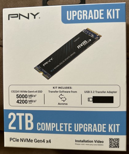PNY 2TB M.2 NVMe Gen4 x4 Internal SSD Upgrade Kit with Transfer Adapter ...